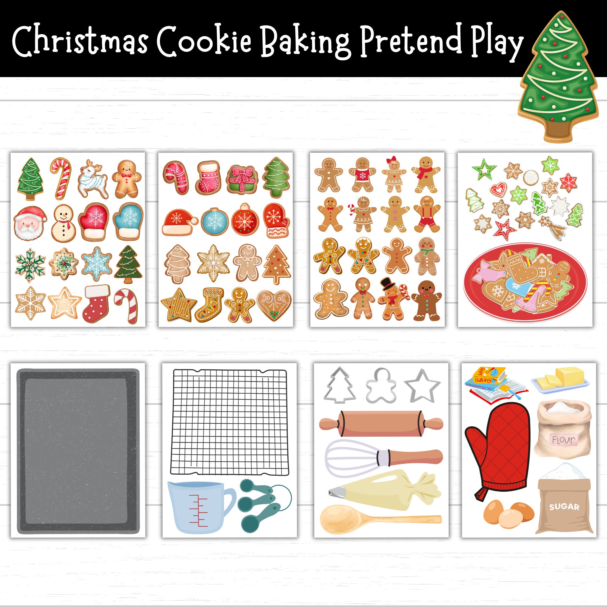 Christmas Cookie Baking Pretend Play Set, Holiday Cookie Baking Pretend ...