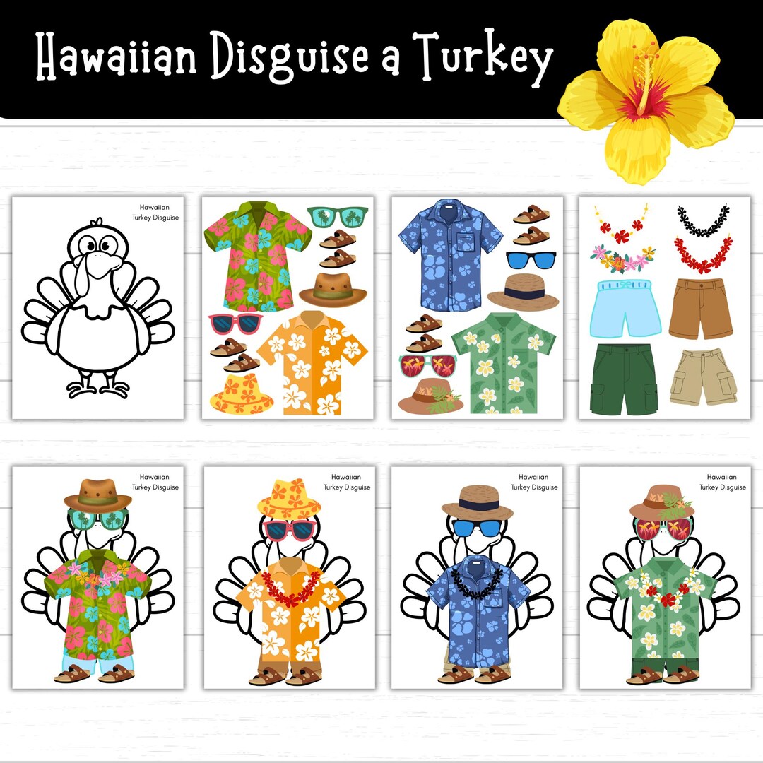 Printable Hawaiian Disguise a Turkey, Thanksgiving Turkey Printable ...