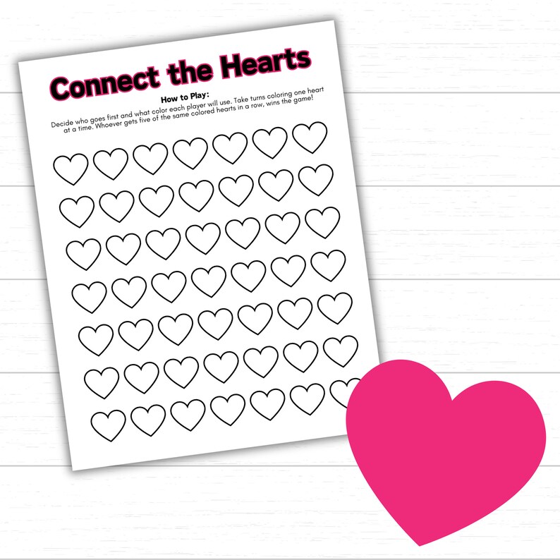 Connect the Hearts, Printable Games for Kids, Printable Activities for ...