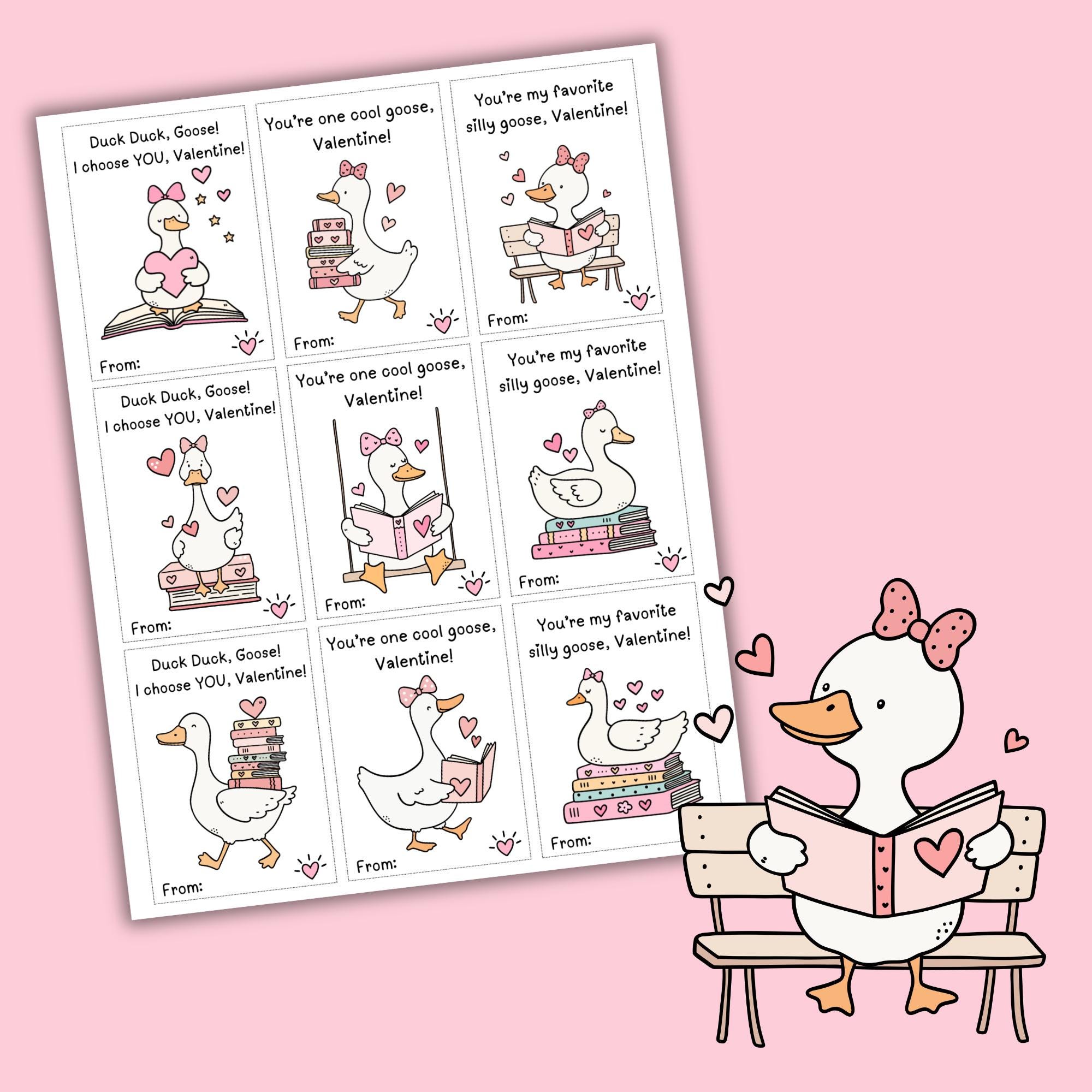 Goose Valentine Cards Printable – Silly Duck Duck Goose Classroom ...