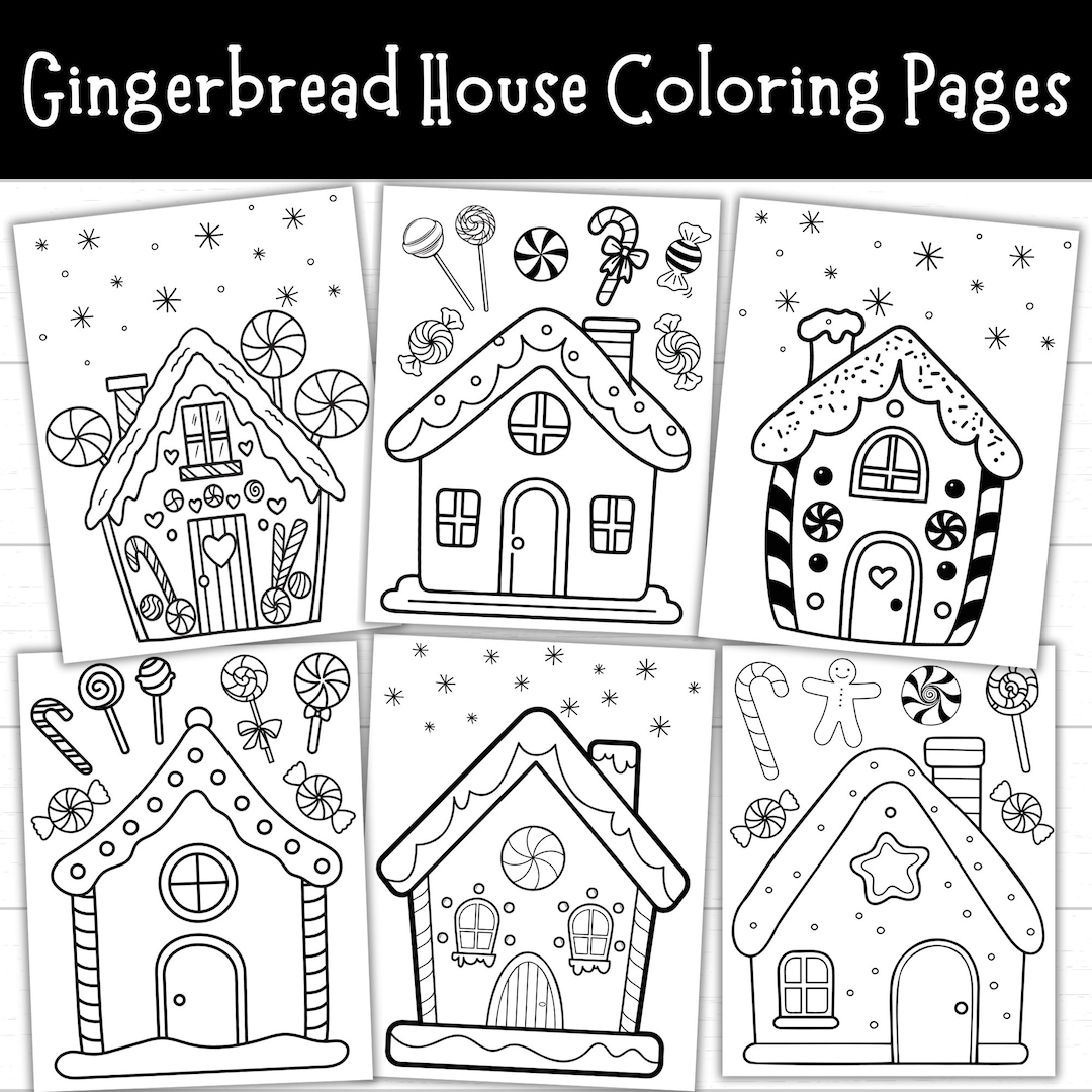 Gingerbread House Coloring Pages, Christmas Coloring Pages for Kids ...