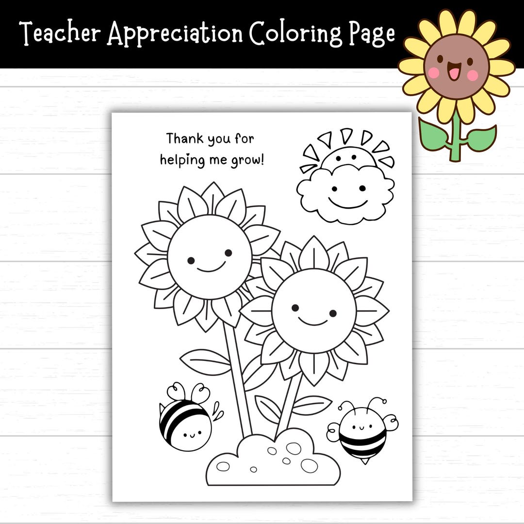 Thank You for Helping Me Grow Teacher Appreciation Coloring Page ...