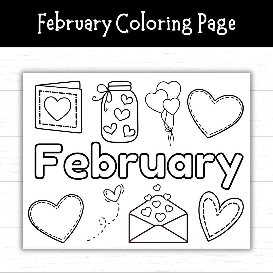 February Coloring Page Printable, Month of February Coloring Sheet ...