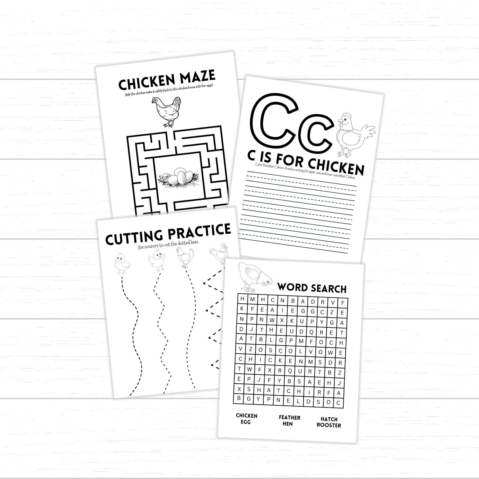 Chicken Activity Pack, Chicken Unit, Chicken Worksheets for Kids, Cute ...