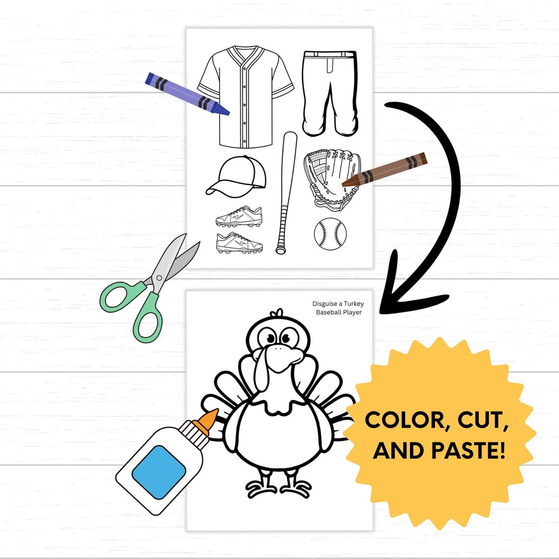Disguise a Turkey Baseball Player, Black and White Printable, Turkey ...