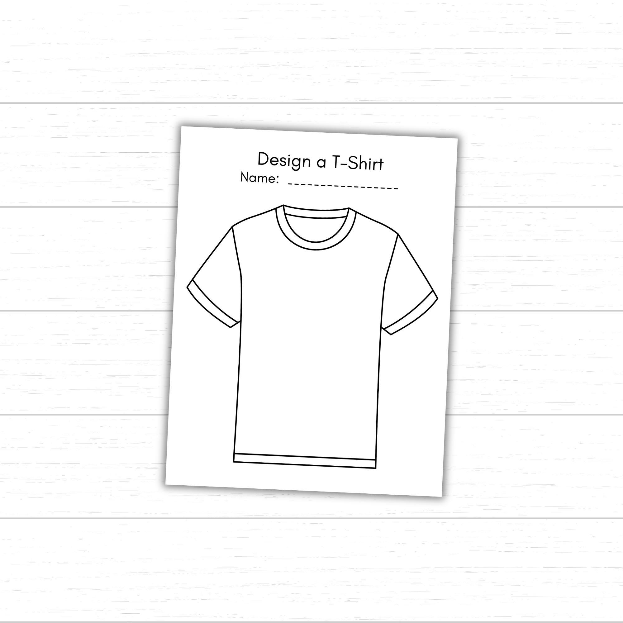Design T-shirt Printable Template, Color Your Own Tee, Decorate Shirt ...