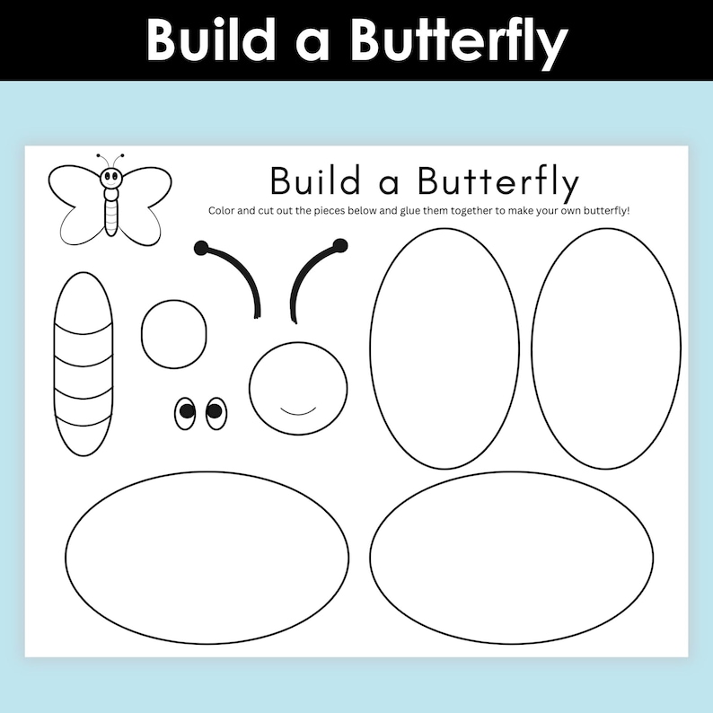 Build a Butterfly Craft Printable for Kids, Spring Cut and Paste ...