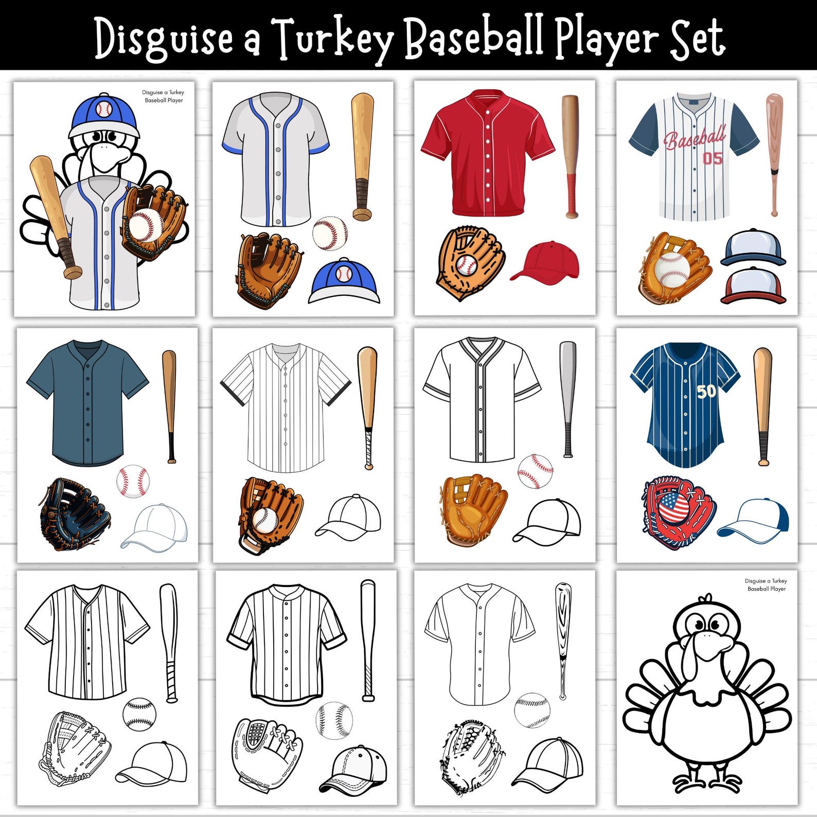 Disguise a Turkey Baseball Craft Printable, Thanksgiving Activity for ...