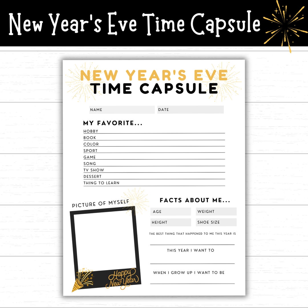 New Year's Eve Time Capsule Printable, New Year's Eve Activities for ...