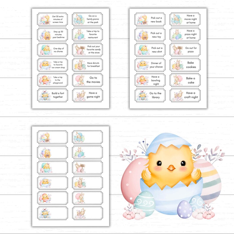 Printable Easter Egg Coupons, Kids Reward Tokens (digital Download) - Etsy