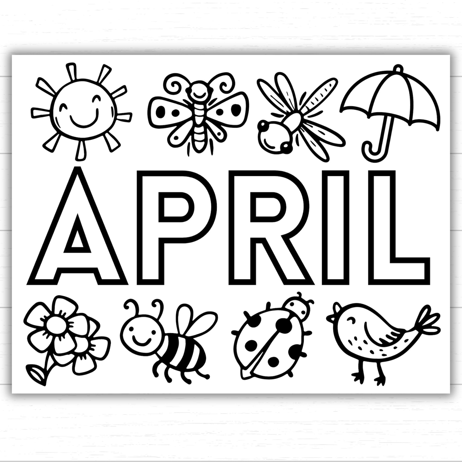 April Coloring Page, Spring Coloring Page, Month of April Activity ...