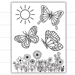 Printable Butterfly Coloring Page, Butterfly Coloring Sheet, Butterfly ...