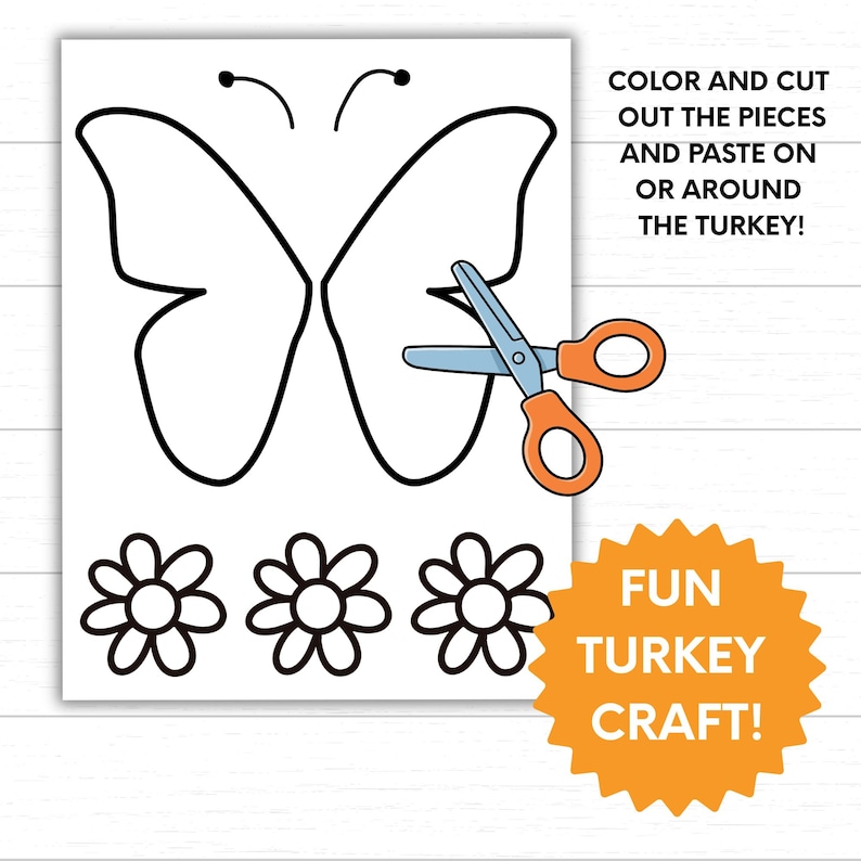 Disguise a Turkey Butterfly, Printable Thanksgiving Craft, Classroom ...