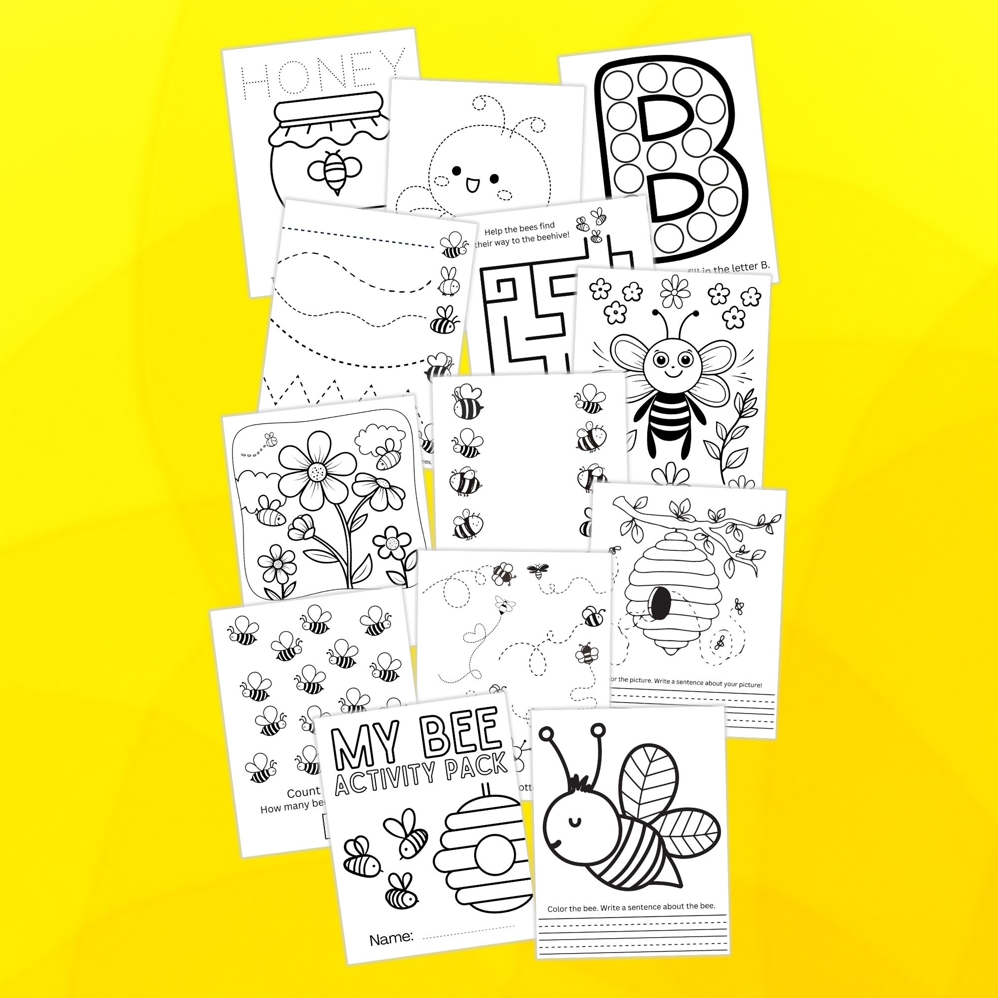 Bee Activity Pack, Printable Bee Activities, Activity Pack for Kids ...