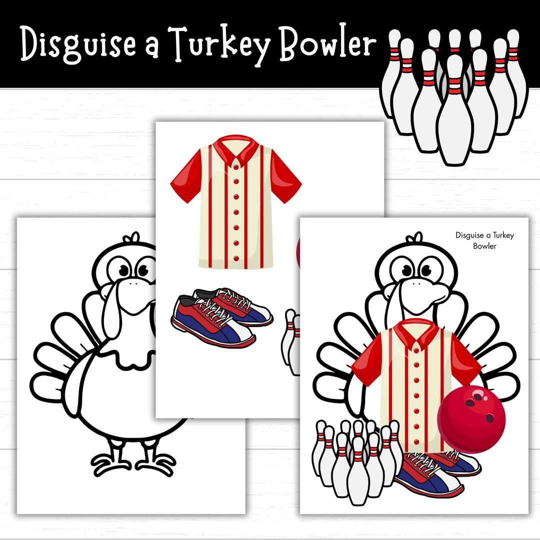 Disguise a Turkey Bowler, Printable Bowling Outfit, Blank Turkey ...