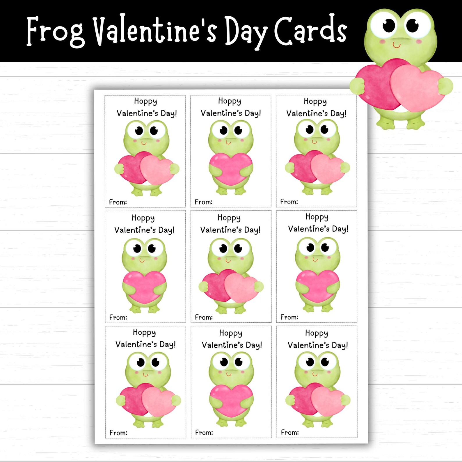 Frog Valentine's Day Cards, Printable Frog Valentines, Hoppy Valentine ...