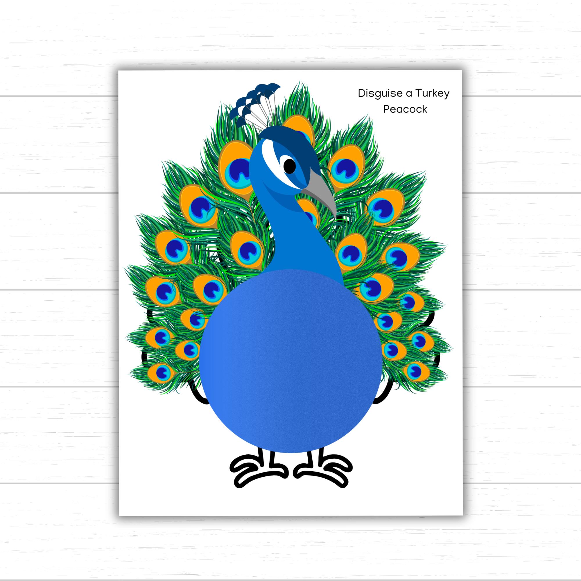 Disguise a Turkey Peacock Printable, Turkey Disguise Idea, Classroom ...