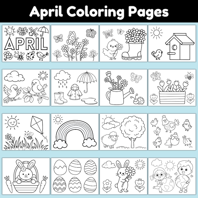 April Coloring Pages for Kids Printable | Spring Coloring Sheets ...