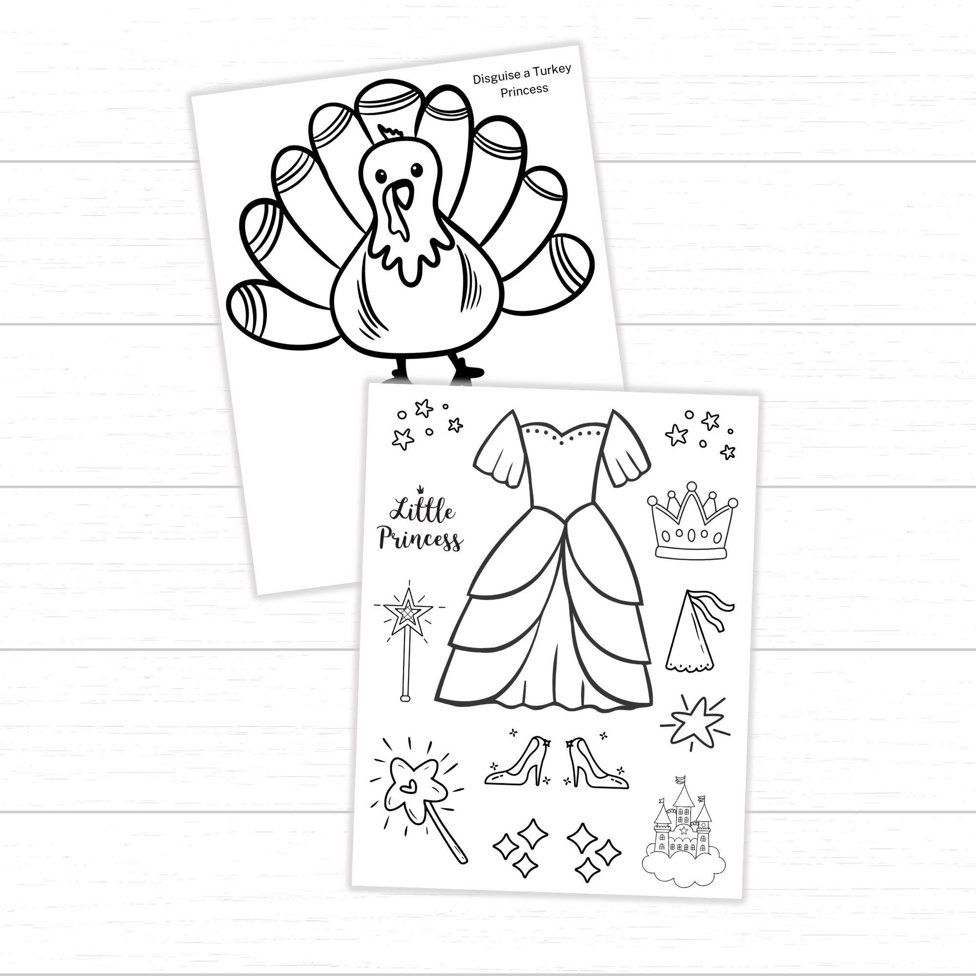Disguise a Turkey Princess, Printable Princess Outfits, Turkey in ...