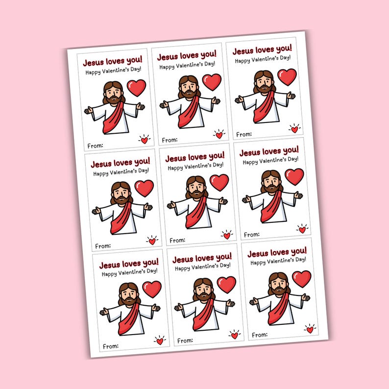 Jesus Loves You Valentine Cards Printable, Christian Valentine’s Day ...