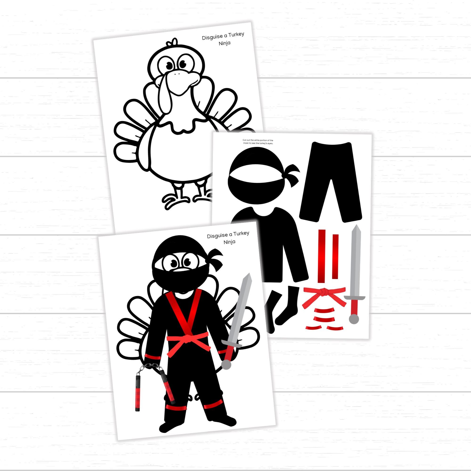Disguise a Turkey Ninja Printable, Ninja Turkey Craft for Kids ...
