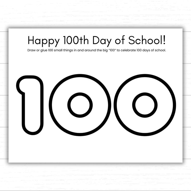 Happy 100th Day of School Activity, Printable 100 Days of School ...