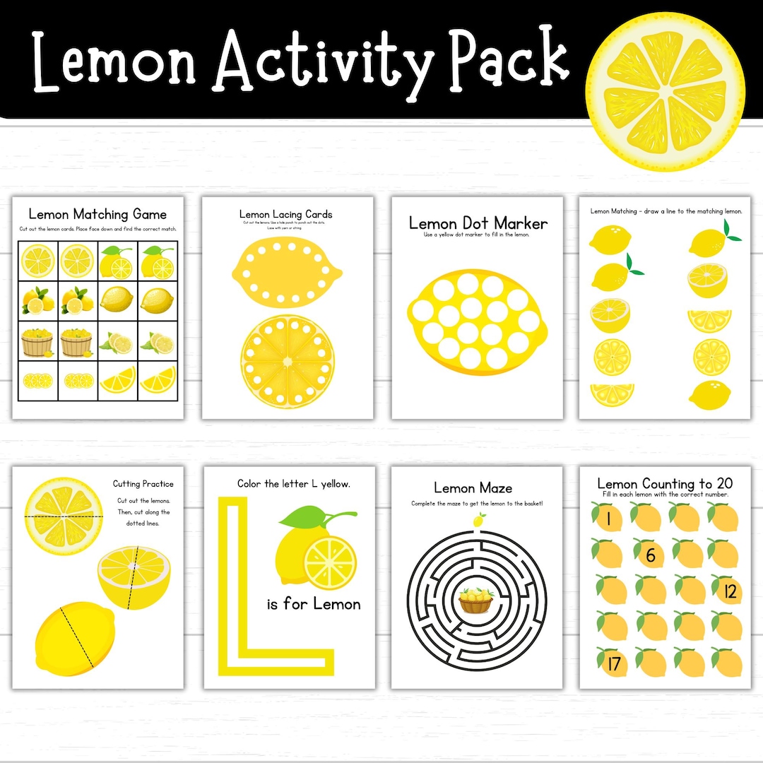 Lemon Activity Pack Printable, Fun Summer Worksheets & Games for Kids ...