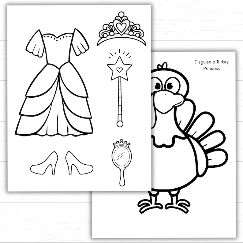 Disguise a Turkey Princess, Princess Turkey Disguise Coloring Page ...