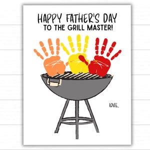 Printable Father's Day Grill Master Handprint Art, DIY Father's Day ...