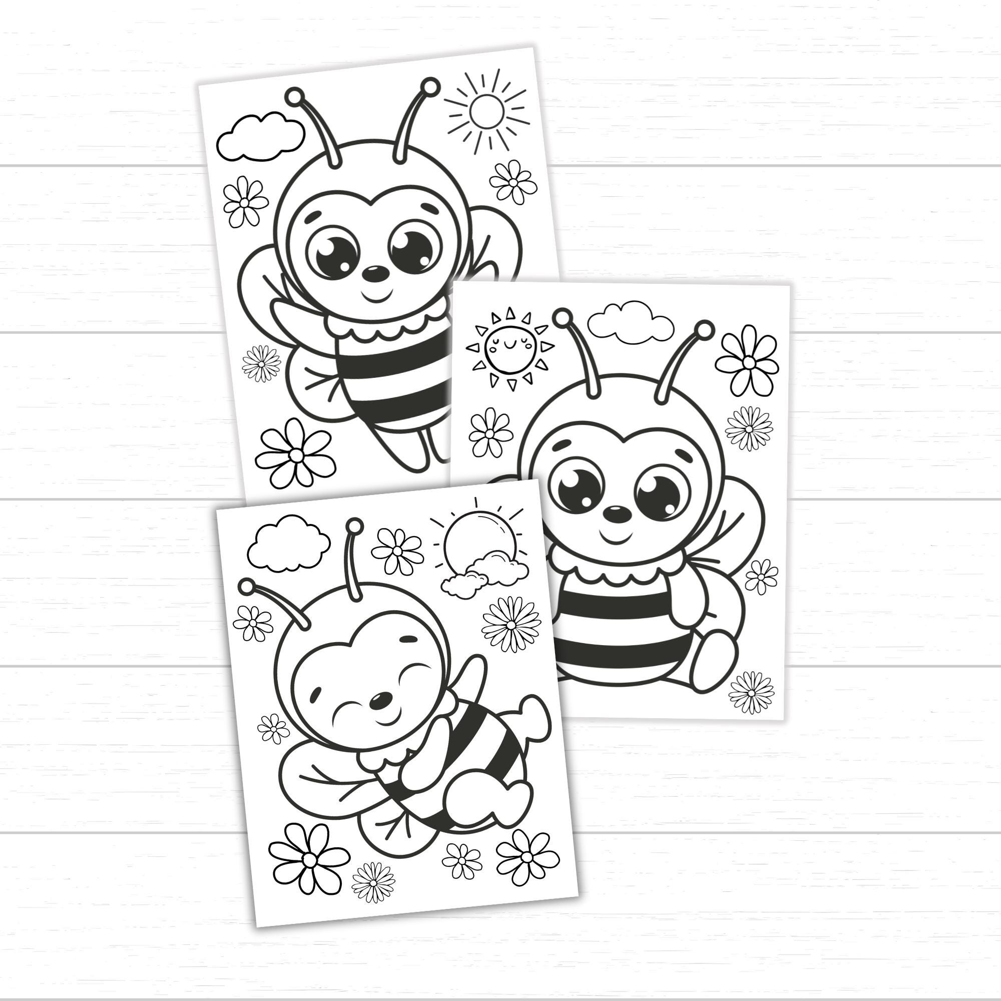 Cute Bee Coloring Page Printable, Bee Activities, Printable Bee ...
