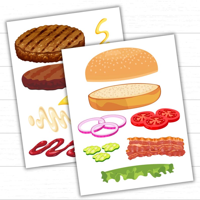 Build a Burger Printable Set, Hamburger Pretend Play, Craft for Kids ...