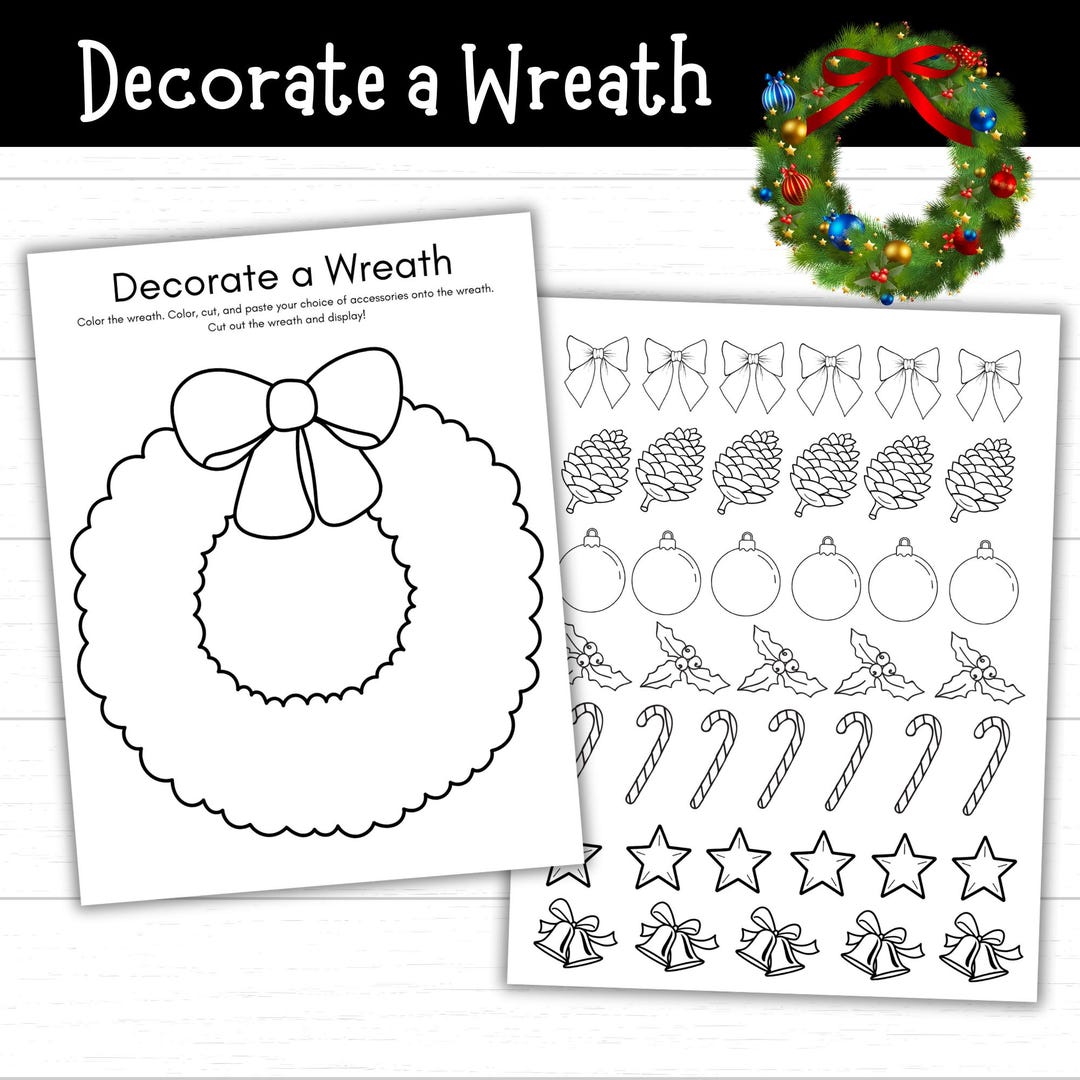 Build a Wreath Printable Christmas Activity for Kids | Decorate a ...