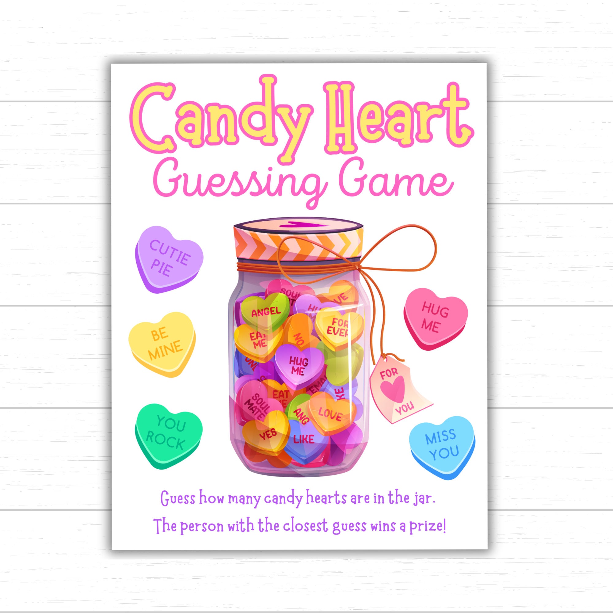 Valentine Candy Guessing Game Sign, Guess How Many Candies in the Jar ...