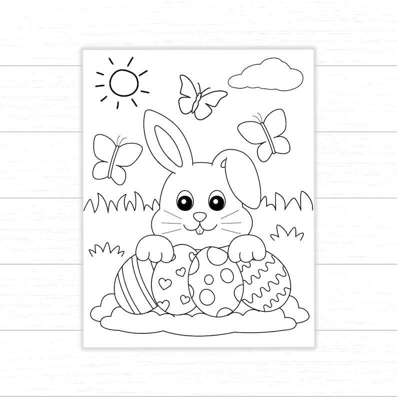 Easter Bunny Coloring Pages Printable Pack for Kids, Spring Easter ...