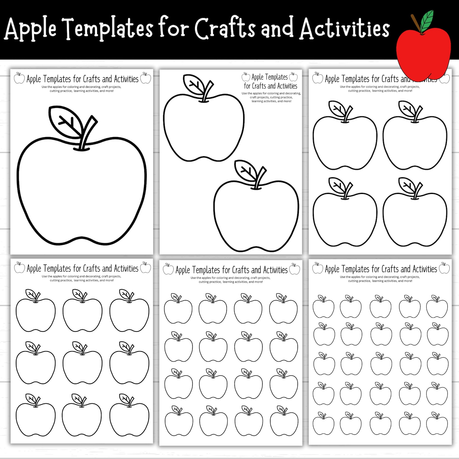 Apple Templates for Crafts and Activities, Apples to Color, Apples to ...