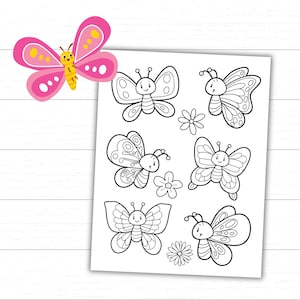 Cute Butterfly Coloring Page Printable for Kids, Butterfly Coloring ...