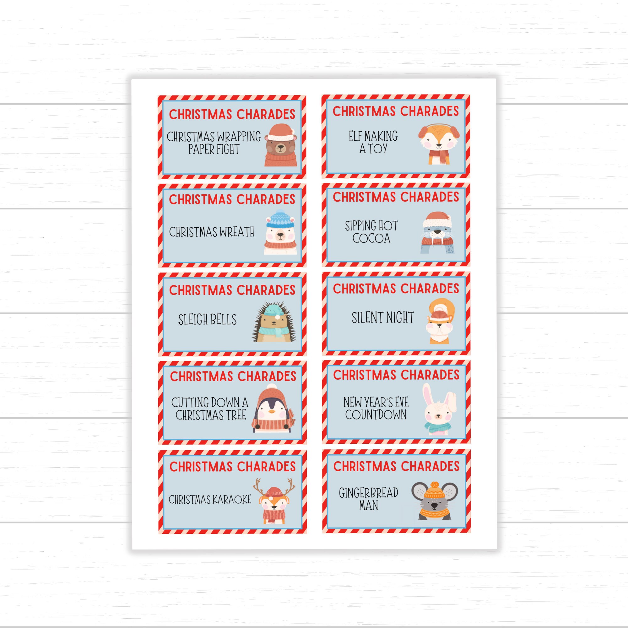 Christmas Charades Printable Charades Printable Game Cards - Etsy