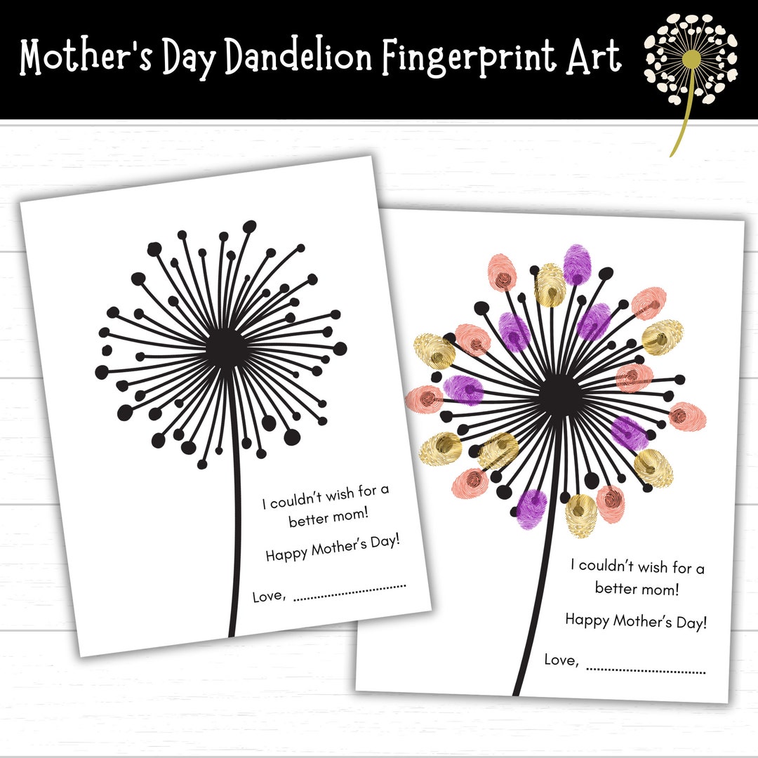 Mother's Day Dandelion Fingerprint Art, Printable Keepsake, DIY Gift ...