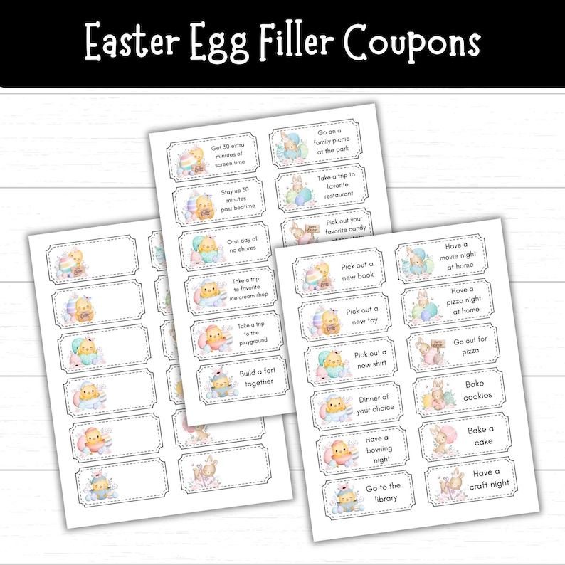 Printable Easter Egg Coupons, Kids Reward Tokens (digital Download) - Etsy