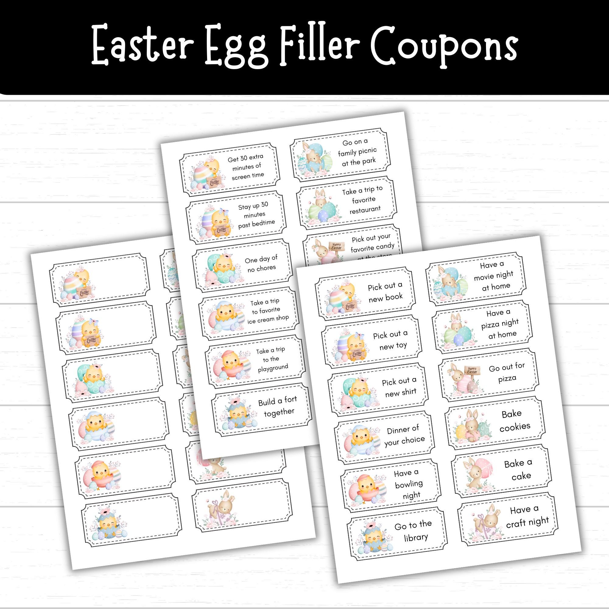 Printable Easter Coupons for Kids, Easter Egg Filler, Basket Stuffers ...