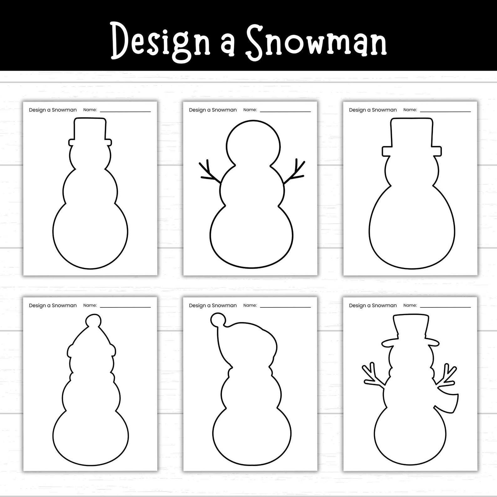 Design a Snowman Printable Set, Snowman Templates, Build a Snowman ...