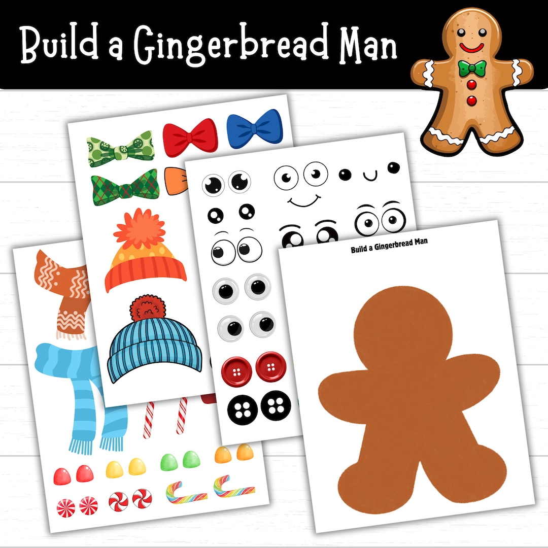 Build a Gingerbread Man Printable Set, Decorate a Gingerbread Man ...