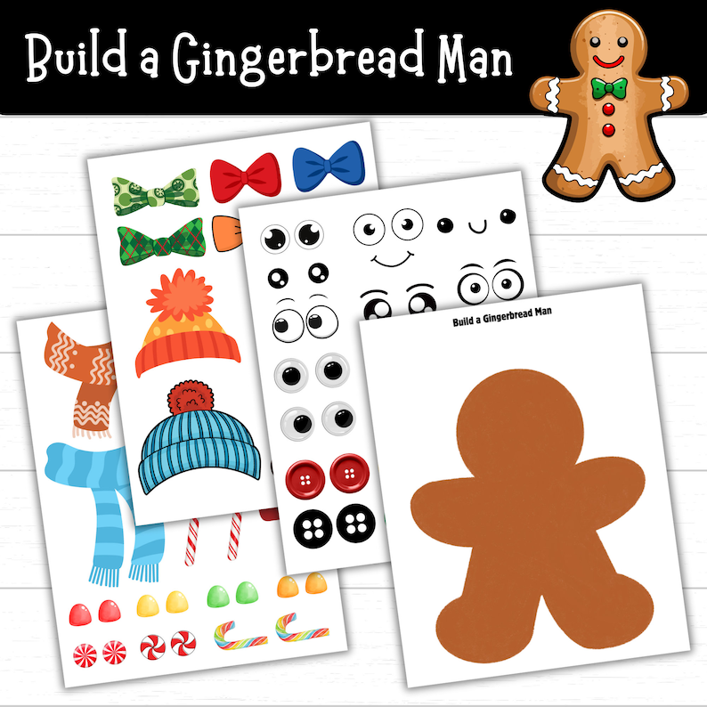 Build a Gingerbread Man Printable Set, Decorate a Gingerbread Man ...