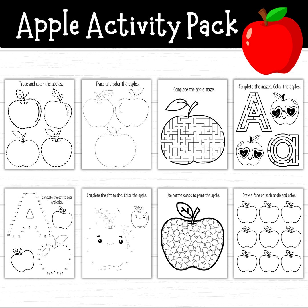 Apple Activity Pack Printable, Apple Tracing Activity, Apple Crafts ...
