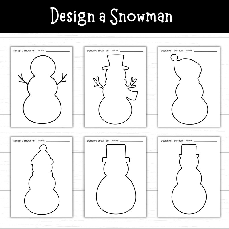 Design a Snowman Printable Set, Snowman Templates, Build a Snowman ...