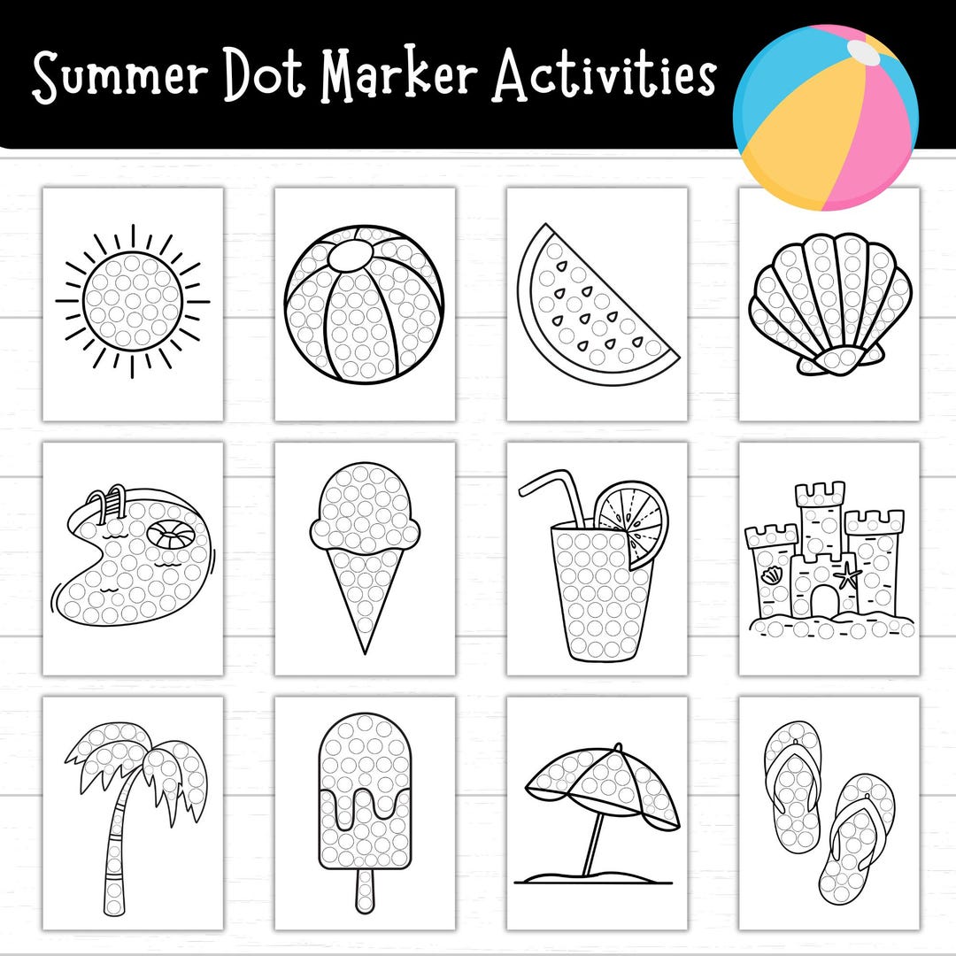 Summer Dot Marker Activities, Printable Dot Art, Do a Dot, Dot Marker ...