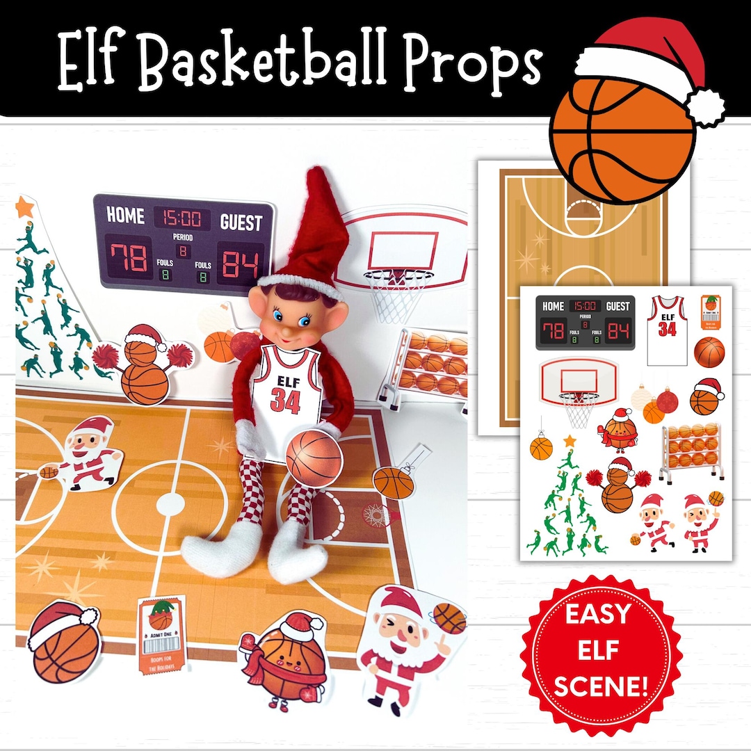 Elf Basketball Props, Christmas Elf Basketball Scene, Set Up ...