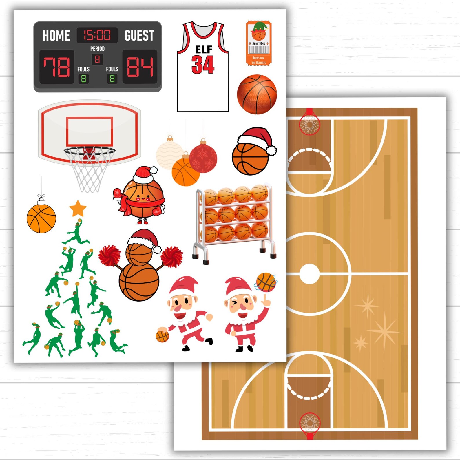 Elf Basketball Props, Christmas Elf Basketball Scene, Set Up ...