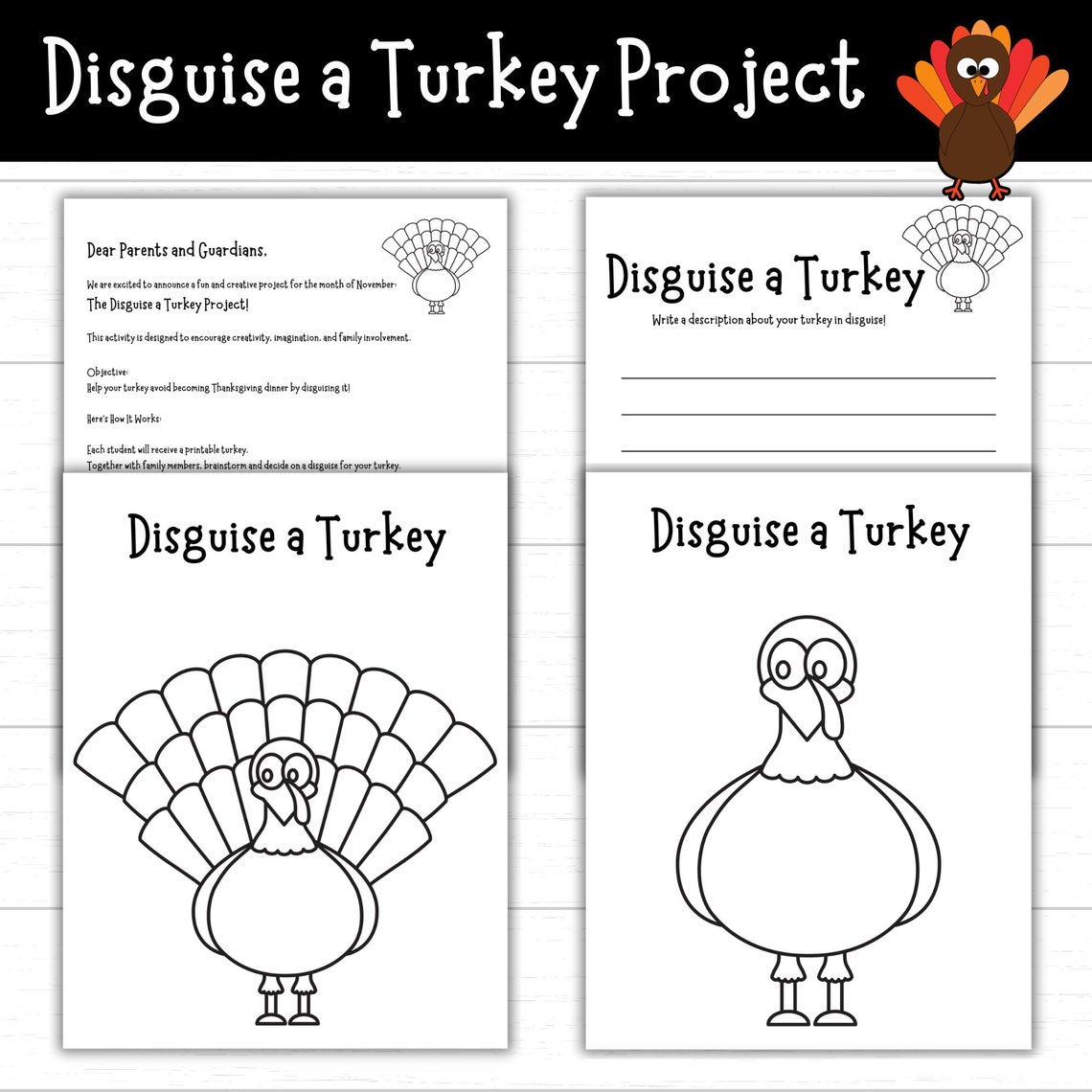 Disguise a Turkey Project, Turkey in Disguise, Printable Disguise a ...