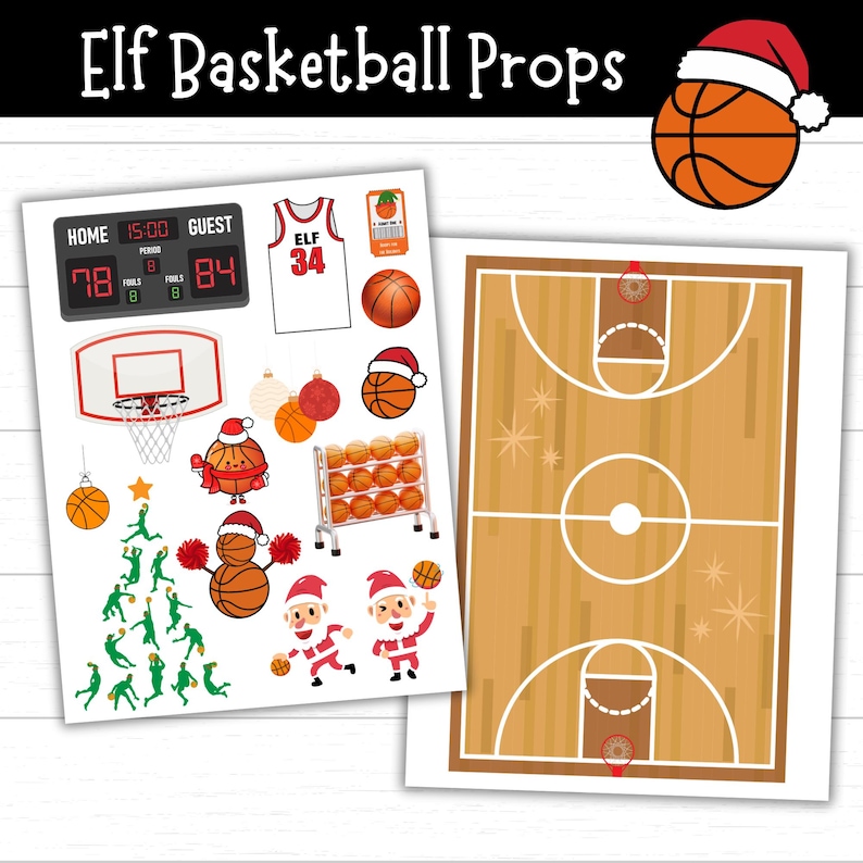 Elf Basketball Props, Christmas Elf Basketball Scene, Set Up ...